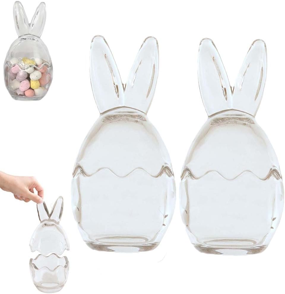 Amazon.com: Mini Egg Jar, Easter Bunny Ears Glass Storage Jars, Glass ...