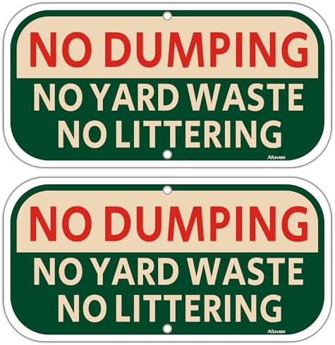 No Dumping Sign "No Dumping No Yard Waste" 12x8 Inch Aluminum Sign ...