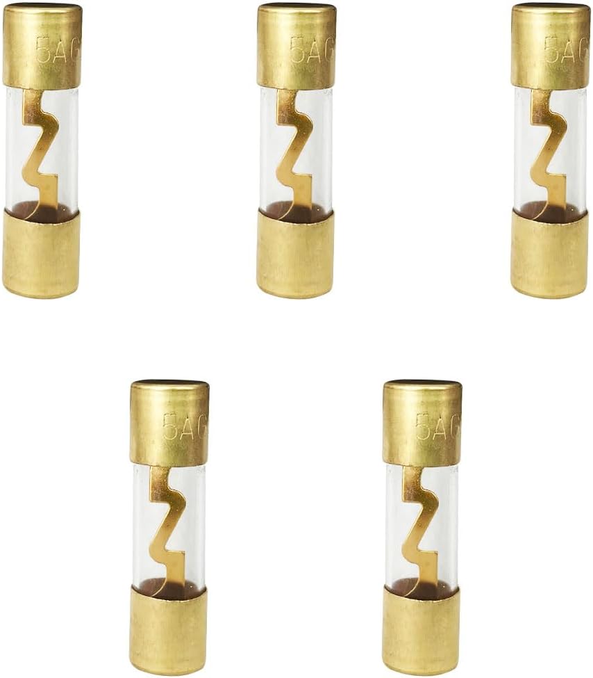 Amazon.com: 100A AGU Fuse Gold Plated Glass Inline Car Audio, 5Pack ...