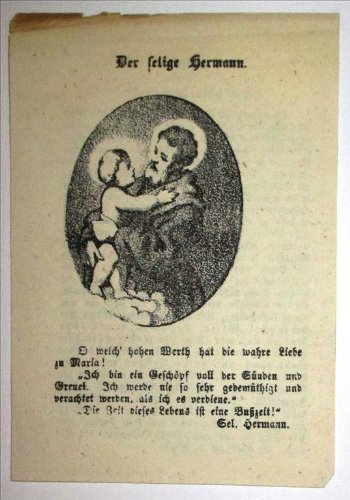 Woodcut printing of the Blessed Hermann Joseph of Steinfeld: [Roman ...