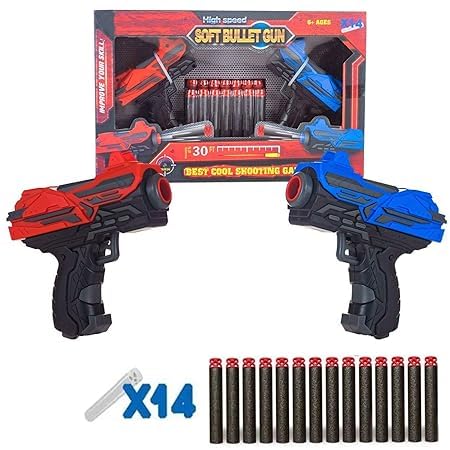 Toys & Gifts High Speed Manual Rubber Soft Bullet Blaster Gun with 14 ...