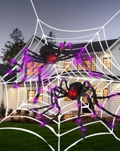 Amazon.com: 78" Jumbo Halloween Light up Spider Scary Giant Spider for ...