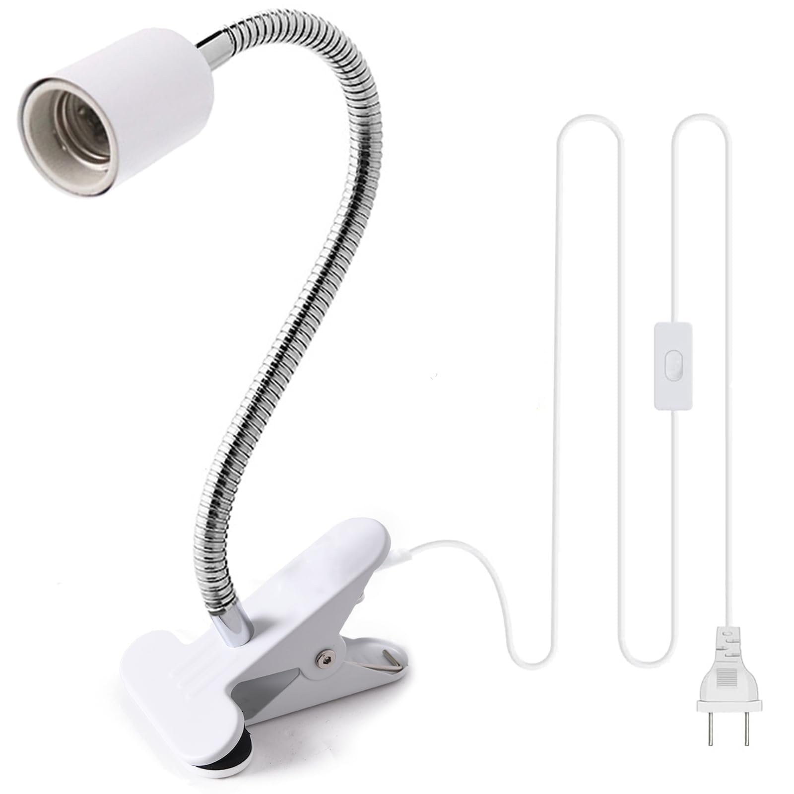 GOCBOBO Clip on Light E26/E27 Metal Clamp Light Socket with Plug and ...