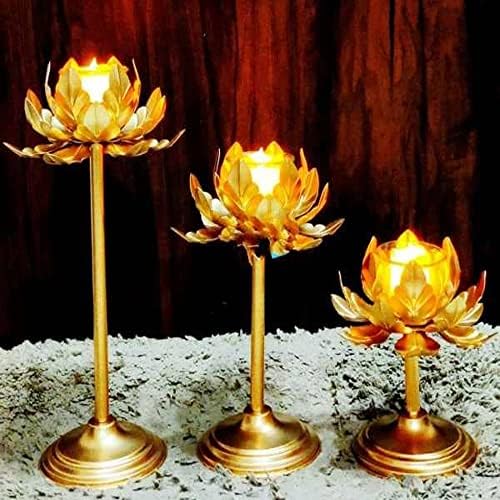 Buy KAE Lotus Shape Candle Stand with Crakle Glass Holder for Home ...