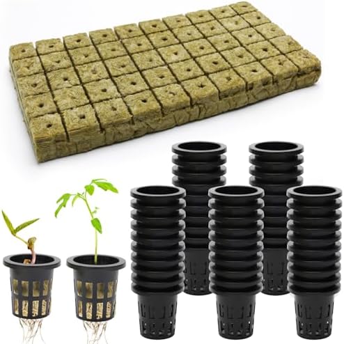 Amazon.com: 50Sets 1in Rockwool Cubes for Hydroponics with Net Pots ...