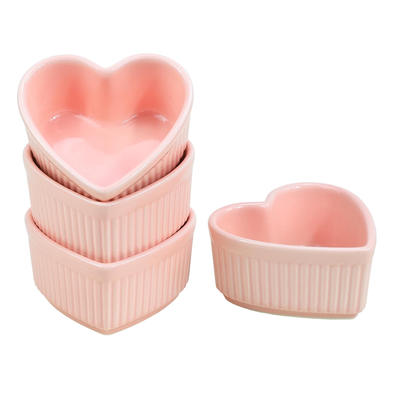 Amazon.com: Sizikato Heart-Shaped Porcelain Souffle Dishes, Ramekins ...