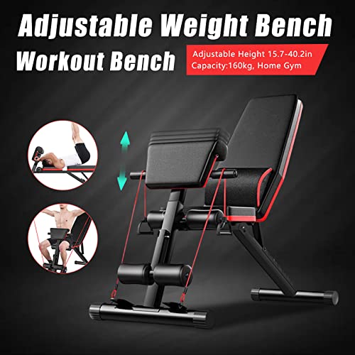 Adjustable Weight Bench, Full Body Exercise Folding Fitness Workout ...