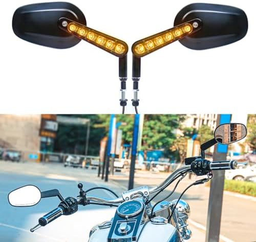 Amazon.com: WTZMOTO Muscle Motorcycle Rear view Mirrors with LED Turn ...