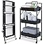 Dripex Storage Trolley on Wheels, 3 Tier Foldable Metal Rolling ...