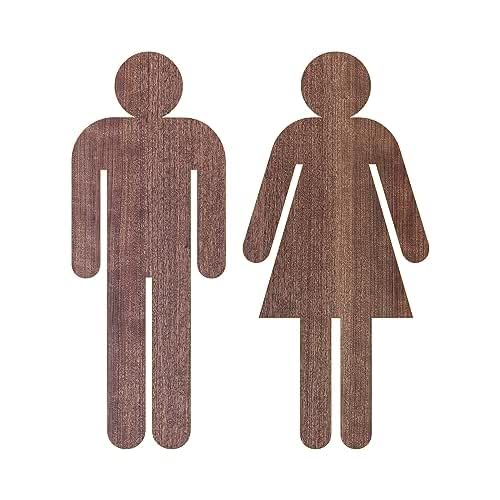 Amazon.com: Large Wooden Restroom Bathroom Figures - WC Signage - 8 ...