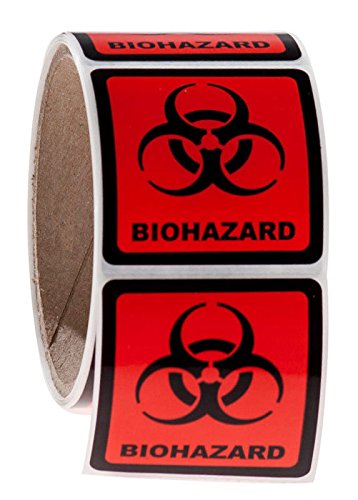 Amazon.com: Biohazard w/Symbol Labels, 2 x 2", Red 100/roll ...