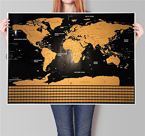 Amazon.com: Scratch Off World Map Poster - with US States and Country ...