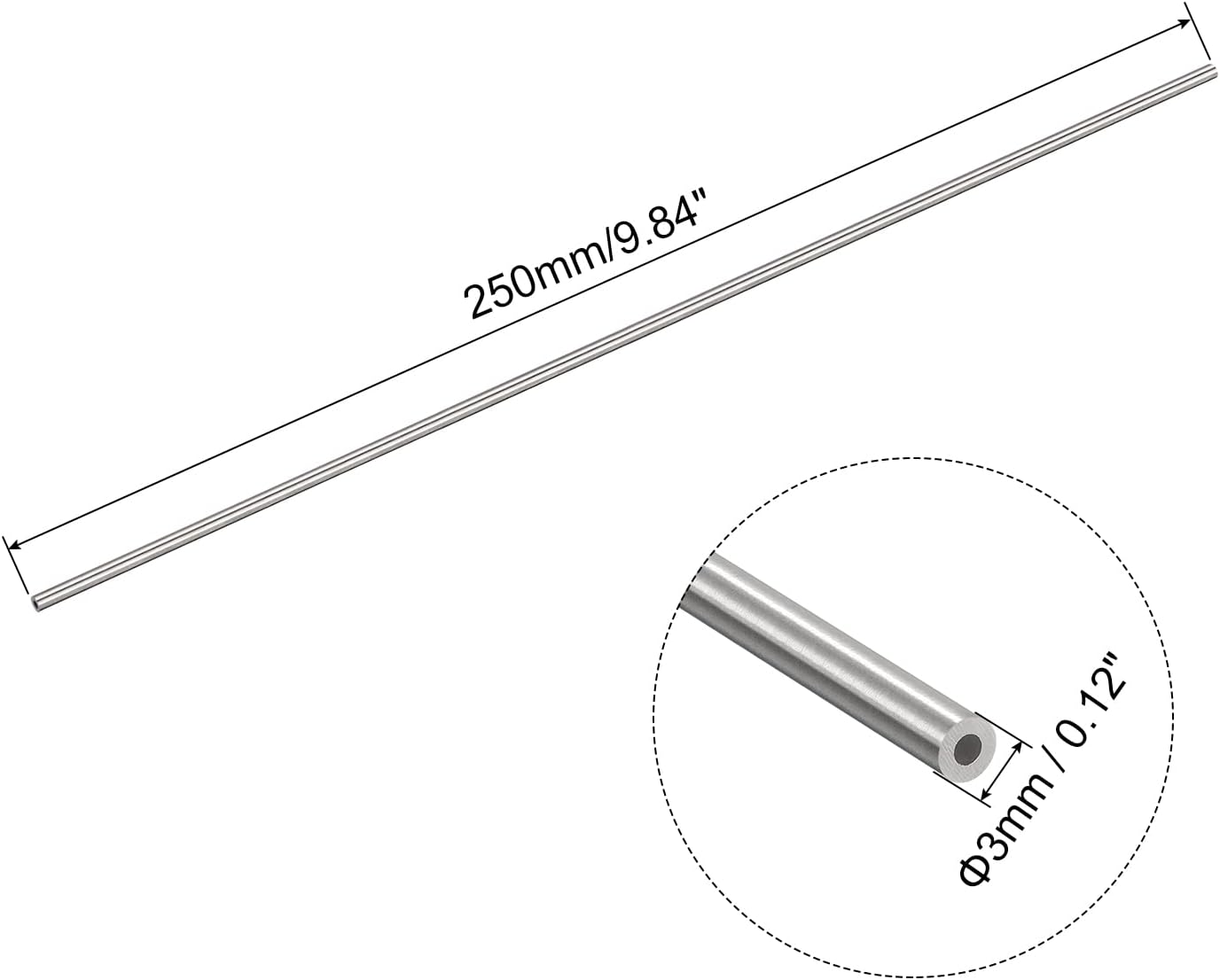 Tubo capilar de acero inoxidable 304, OD 3 mm x 0,9 mm Espesor de pared ...