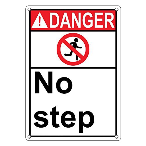 Amazon.com: Weatherproof Plastic Vertical ANSI Danger No Step Sign with ...