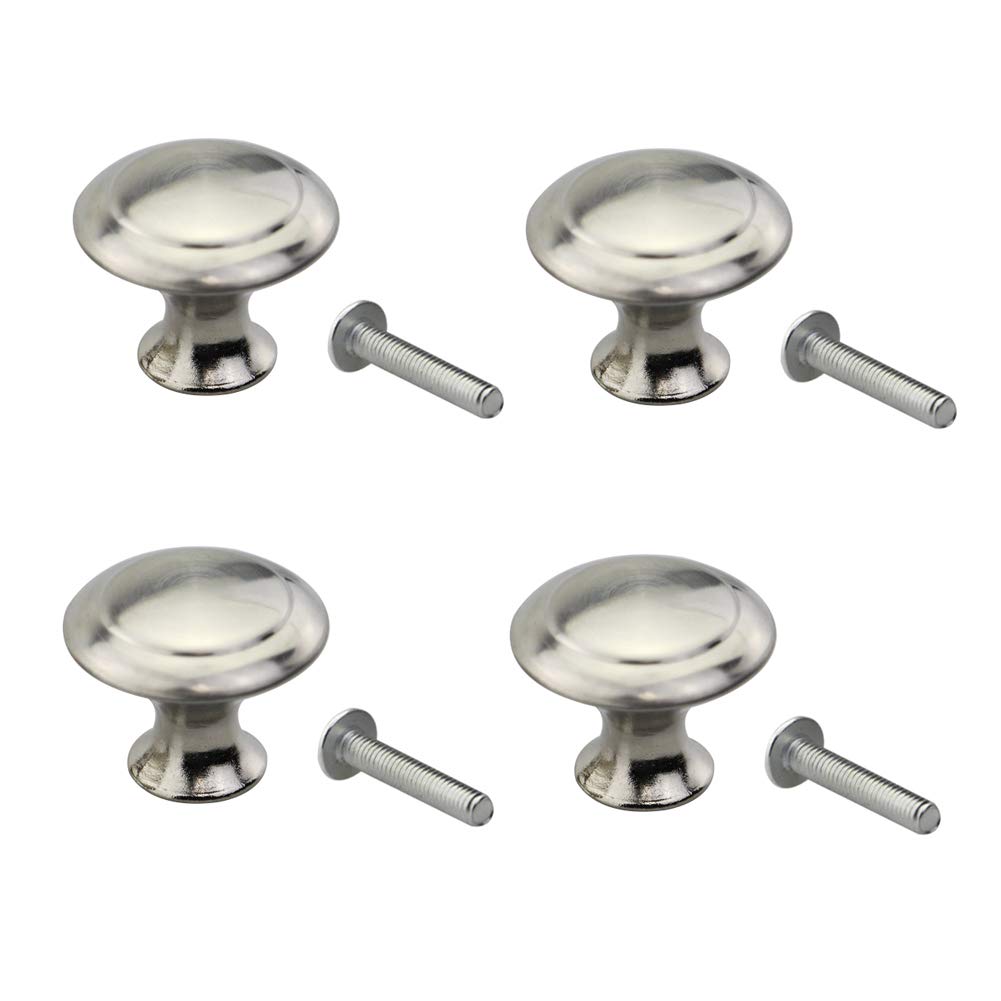 Stainless Steel Small Round Knobs for Drawer,Cabinet with Screws 4 Pack ...