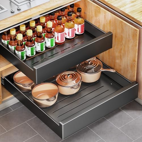 Amazon.com: Pull out Cabinet Organizer,Slide out Drawer with 3 Rails,16 ...