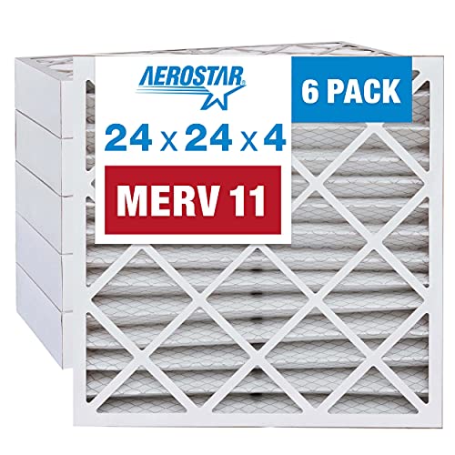 Aerostar 24x24x4 MERV 11 Pleated Air Filter, AC Furnace Air Filter, 6 ...