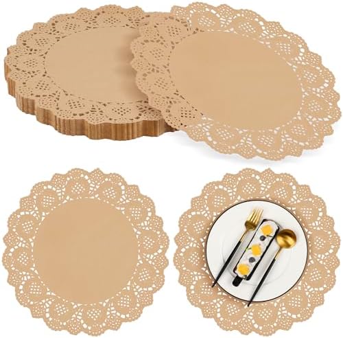 Amazon.com: MCEAST 100 Pack Round Brown Kraft Paper Doilies 13.5 Inches ...
