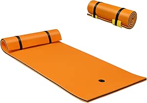 COSTWAY Floating Water Pad Mat, Lily Pads with Rolling Pillow Design ...