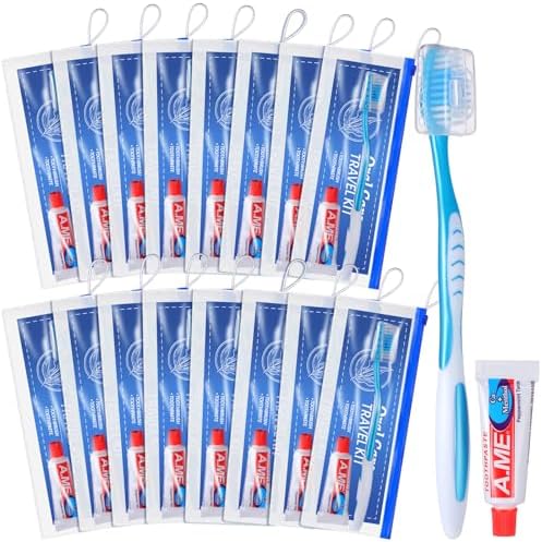 Amazon.com : FoldTier 30 Set Toothbrush and Cover Travel Kit Bulk with Toothpaste Individually ...