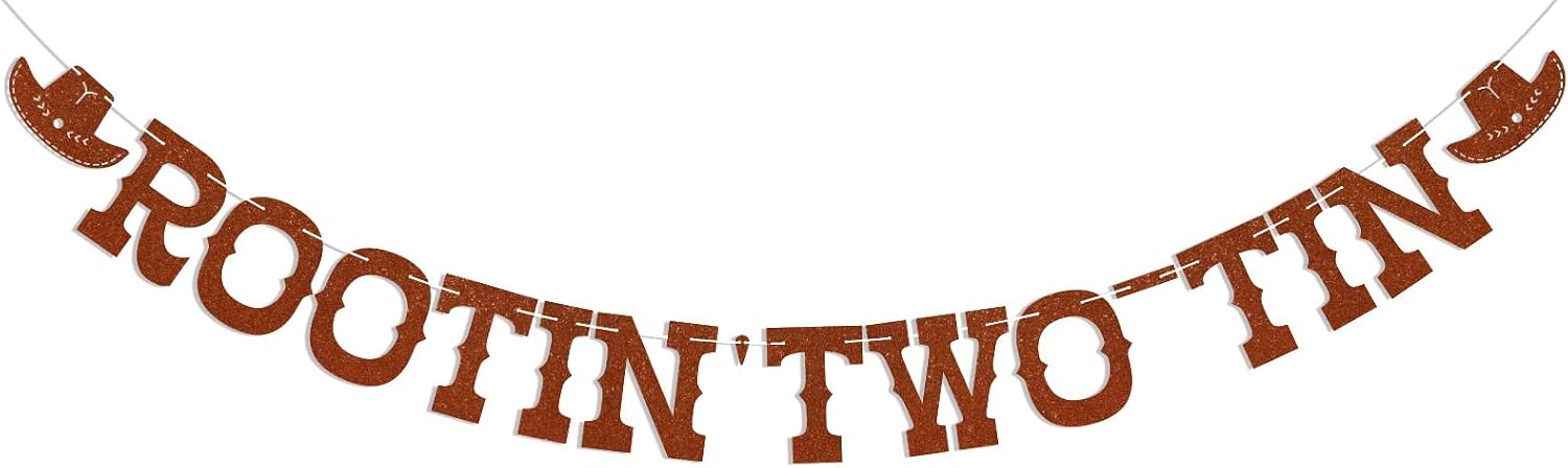 Amazon.com: Rootin' Two-Tin Banner - Western Cowboy Themed 2nd Birthday ...