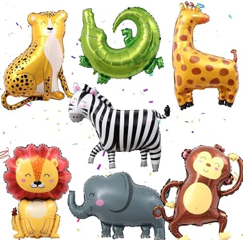 Generic 7 Pack Jungle Animal Balloons, Aluminum Foil, Reusable, 15 cm x ...