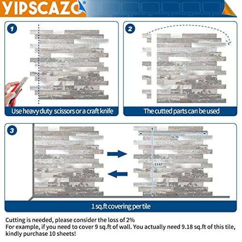 Yipscazo Peel and Stick Wood Metal Tile Backsplash, Stick on Tiles for ...