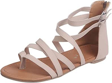 Amazon.com | Nkgra Womens Gladiator Strap Sandals Elastic Strappy ...