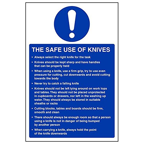 Vsafety 44012AU-S'The Safe Use Of Knives' Sign, Portrait, 200 mm x 300 ...