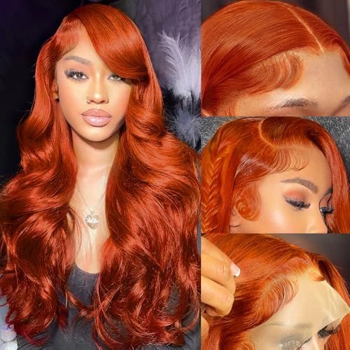 Amazon.com : Reddish Brown Lace Front Wigs Human Hair 180% Density 13x4 ...