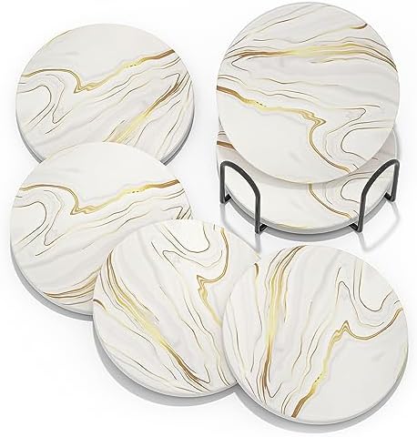 BUYAOBL Absorbent Coasters with Holder, Absorbent Coasters Set 6 Pcs ...