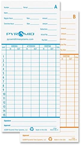 Pyramid Time Systems 42415 – Tarjetas de tiempo auténticas y auténticas ...