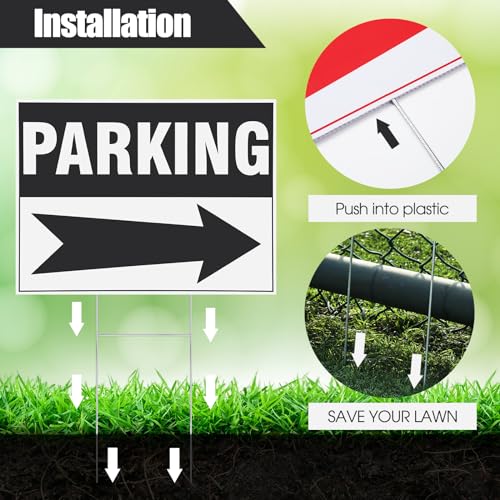 DoubleFill 6 Pcs Parking Signs with Metal H Stake 16 x 12 Inches Event ...