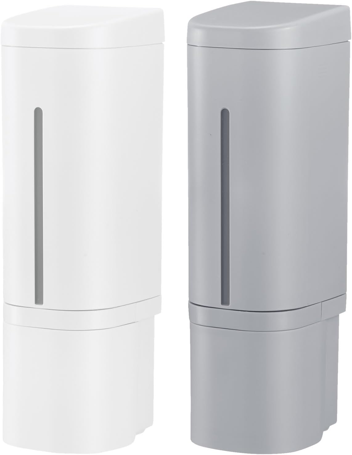 Amazon｜ザッカLab.オリジナルラベル付きセット hover（ホバー） ディスペンサー リキッド 2個セット 500ml マグネット ホワイト×グレー｜下から出る シャンプー 詰め替え ...