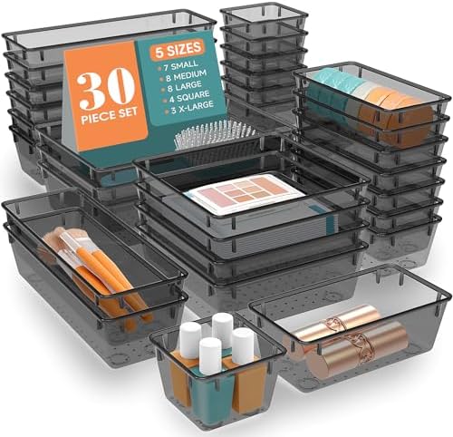 Amazon.com: WOWBOX 30 PCS Plastic Drawer Organizer Set, Desk Drawer ...