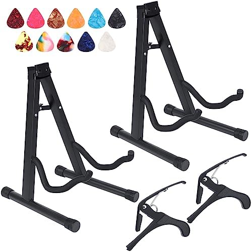 Amazon.com: Boao 2 Pcs Folding Guitar Stand Universal Capo with 11 ...