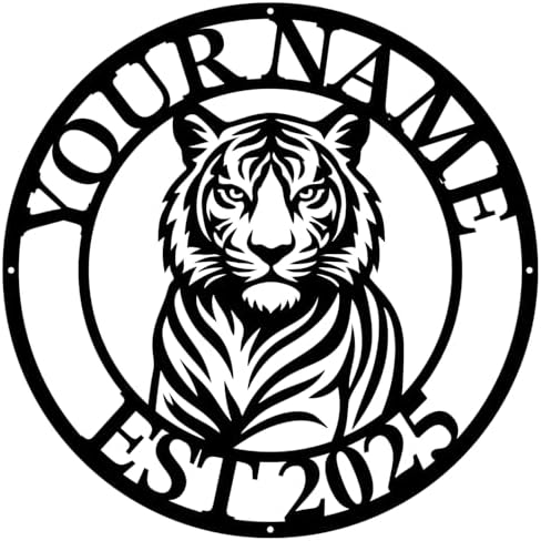 Amazon.com: Magilab Customized Tiger Metal Wall Art Personalized Name ...