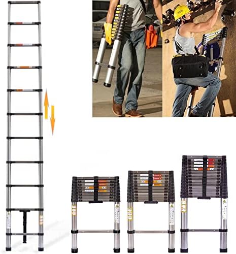 Telescopic Loft Ladder 2.6M, Portable Folding Extendable, Anti-Slip, 9 ...
