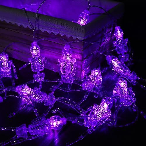 Amazon.com: Skeleton Lights Halloween String Lights - 10Ft 20LEDs ...