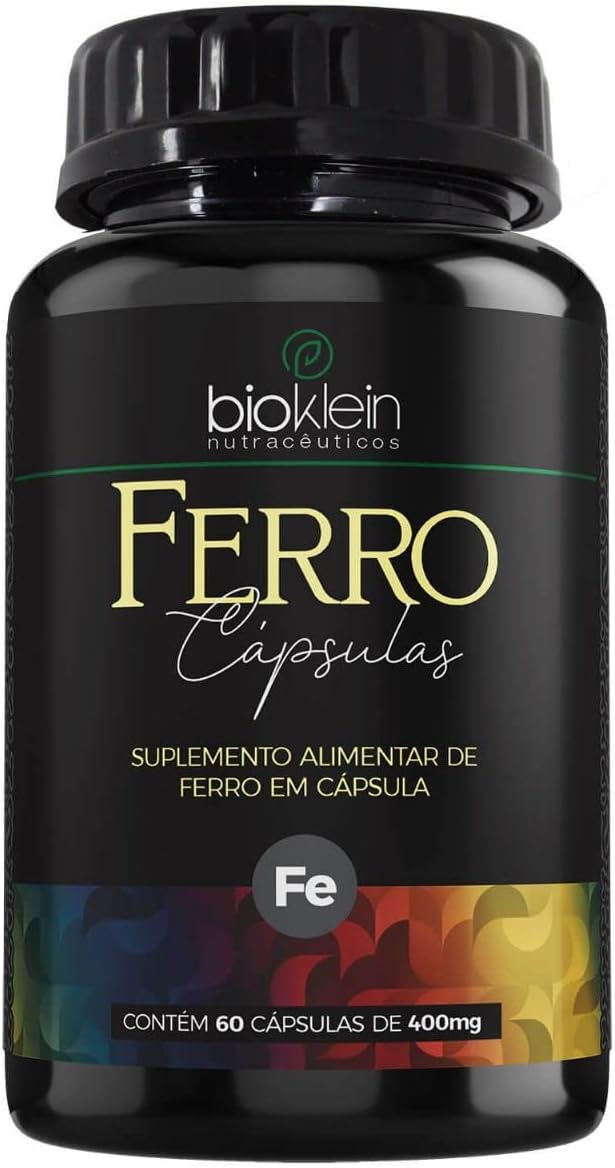 Ferro (Sulfato Ferroso) 100% IDR 60 Cápsulas - Bioklein | Amazon.com.br