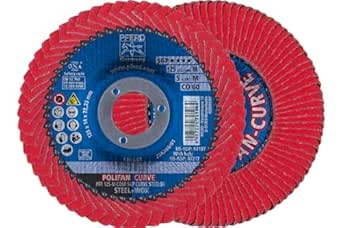 PFERD POLIFAN-Curve Radial Type Flap Disc - 5" x 7/8", 60 Grit Ceramic Oxide, Welding Accessory ...