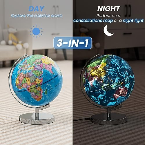 Goplus Globes lumineux du monde avec support, globe rotatif de 22,9 cm ...