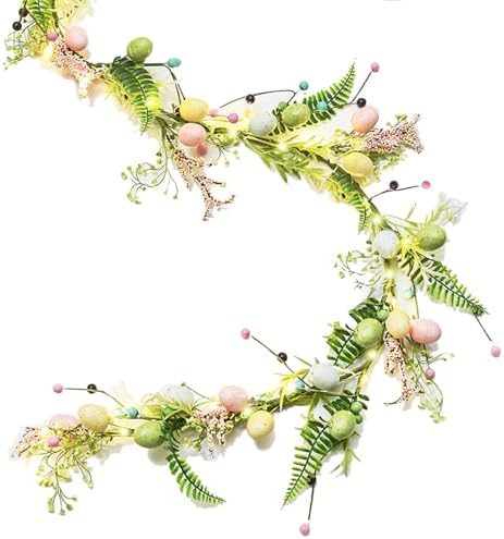 Amazon.com: Riceshoot 6 ft Artificial Easter Egg Garland with LED Mixed ...