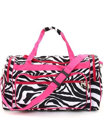 Amazon.com: Zebra Print Large Duffle Bag - Polyester (Fuchsia ...
