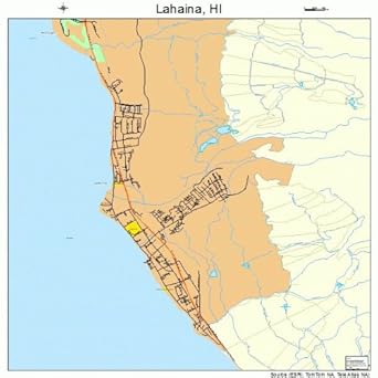 Amazon.com : Large Street & Road Map of Lahaina, Hawaii HI - Printed ...