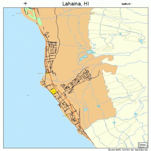 Amazon.com : Large Street & Road Map of Lahaina, Hawaii HI - Printed ...