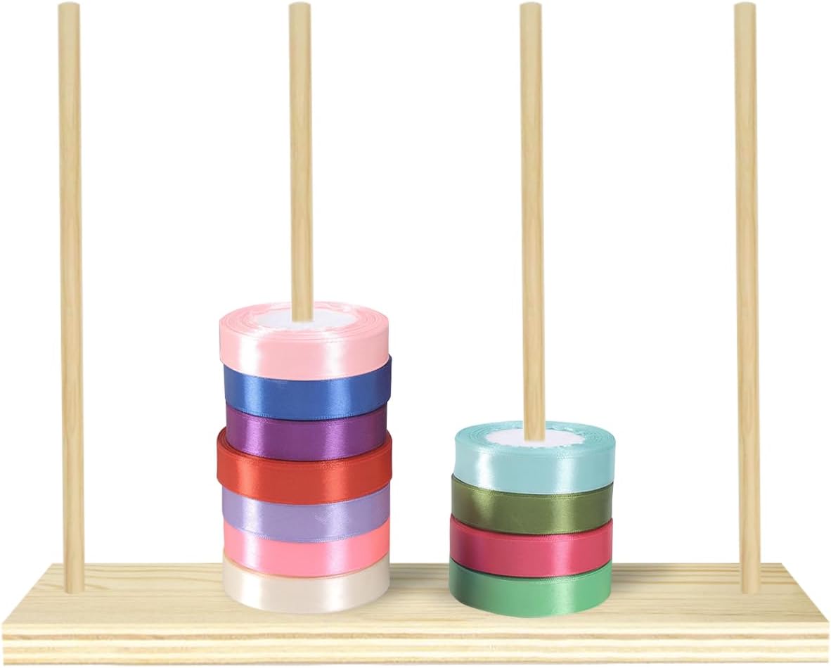 Amazon.com: AIHSUMC Wooden Ribbon Rack Storage, 2 Pcs Ribbon Organizer ...