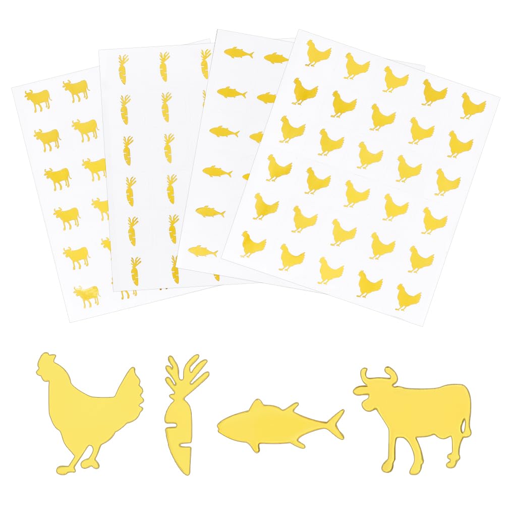 Amazon.com: OLYCRAFT 1200pcs 4 Styles Gold Meal Stickers 0.8 Inch Food ...