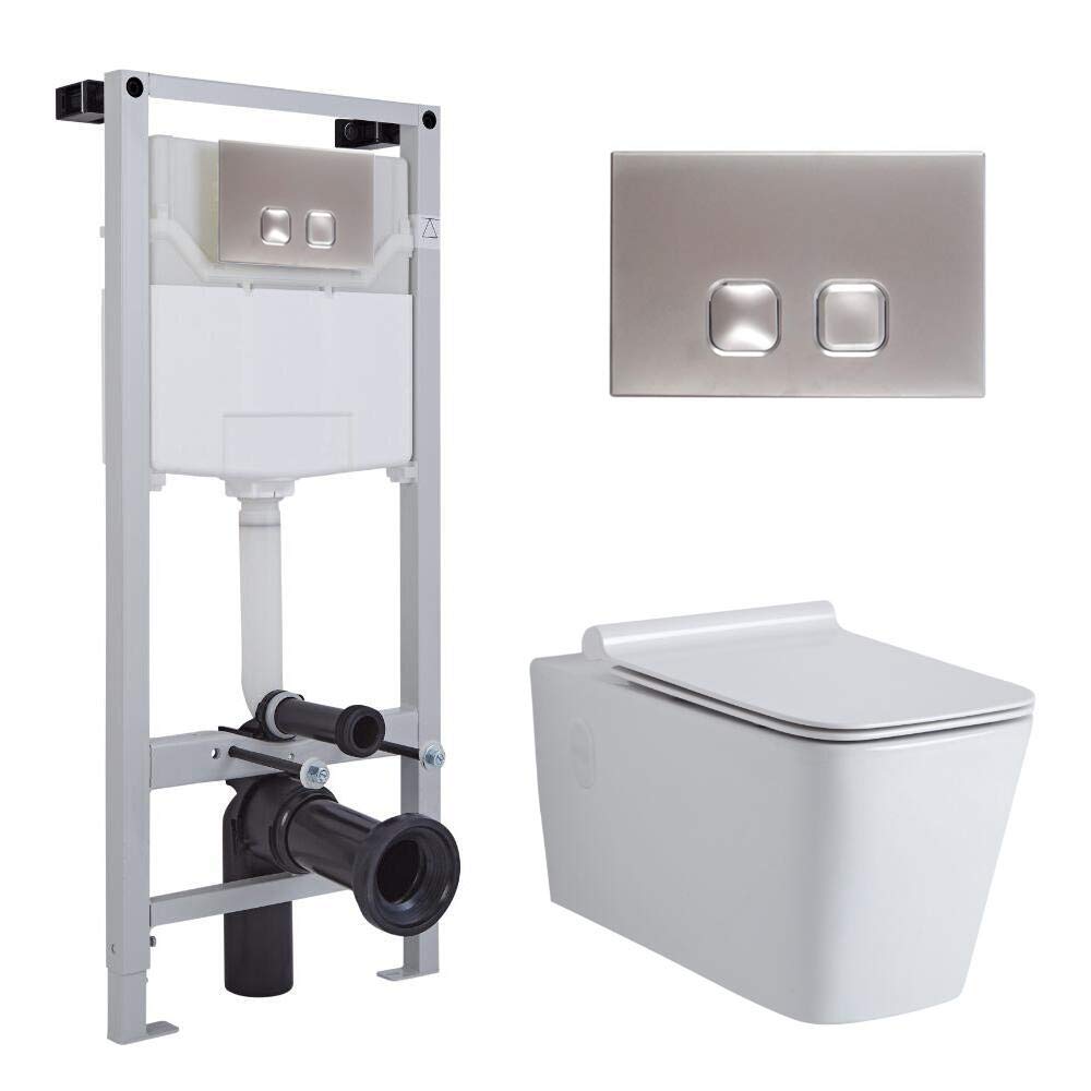 Buy Milano Elswick - White Ceramic Modern Bathroom Wall Hung Square ...