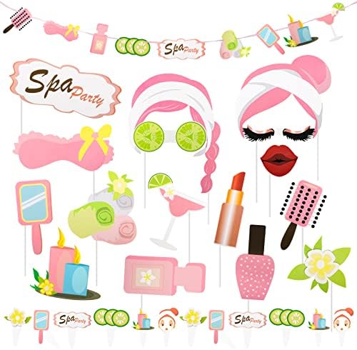 Amazon.com: 34 Pcs Spa Party Supplies, 25 Pcs Spa Party Photo Booth ...